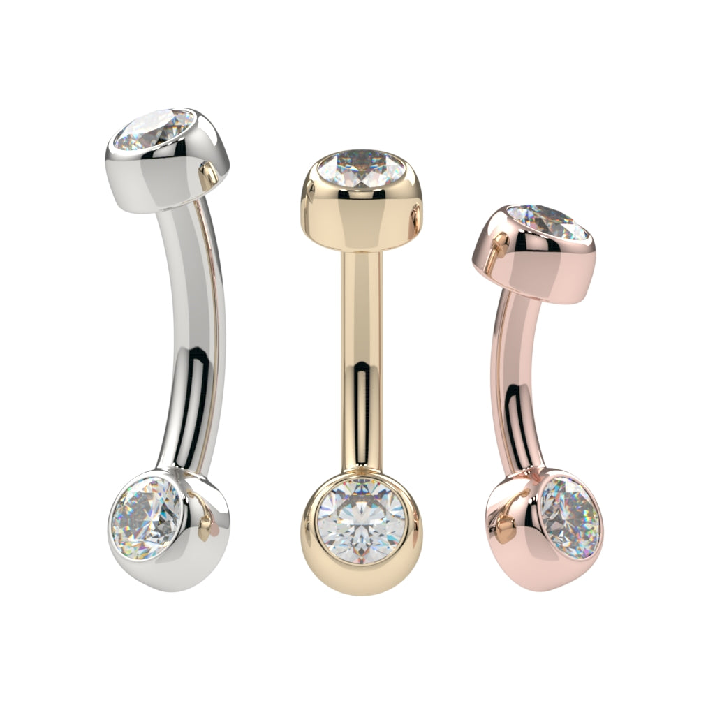 3x3mm Bezel-Set Curved Barbell – KiwiDiamond